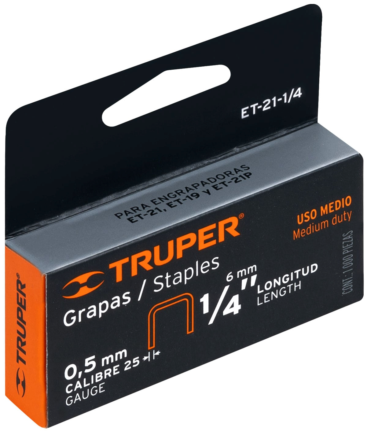Grapas para ET-21 1/4" Truper ET-21-1/4 / 17970 (1000 por paquete ...