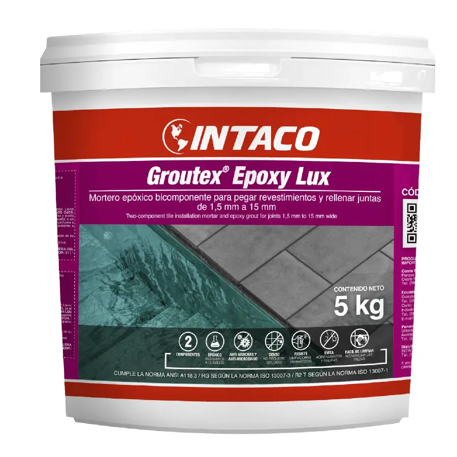 Fragua Groutex Epoxy Lux bicomponente 5 kg Intaco (#39 blanco ...