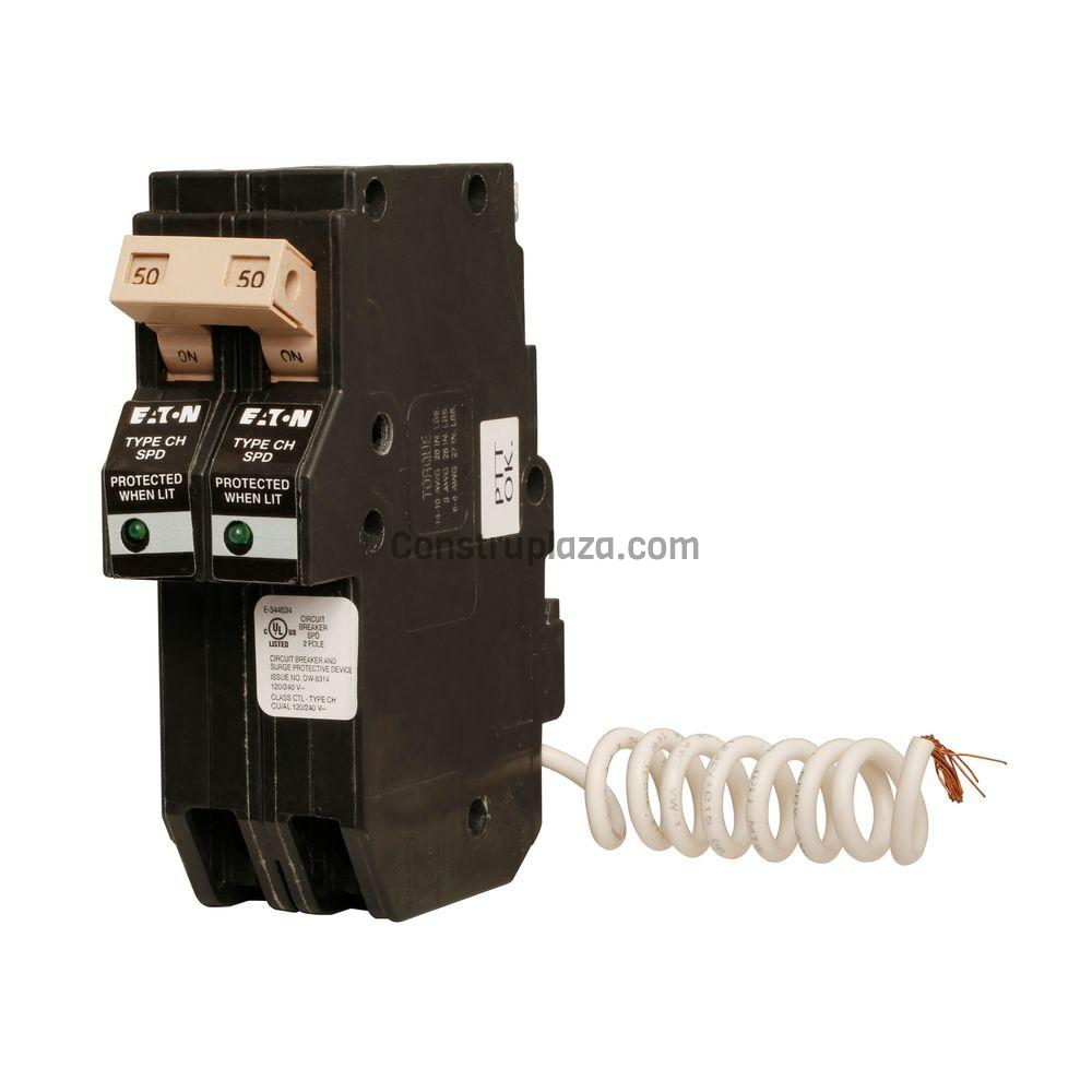 Breaker 2 polos 50A con supresor 36KA Eaton CHN250SUR | Materiales De ...