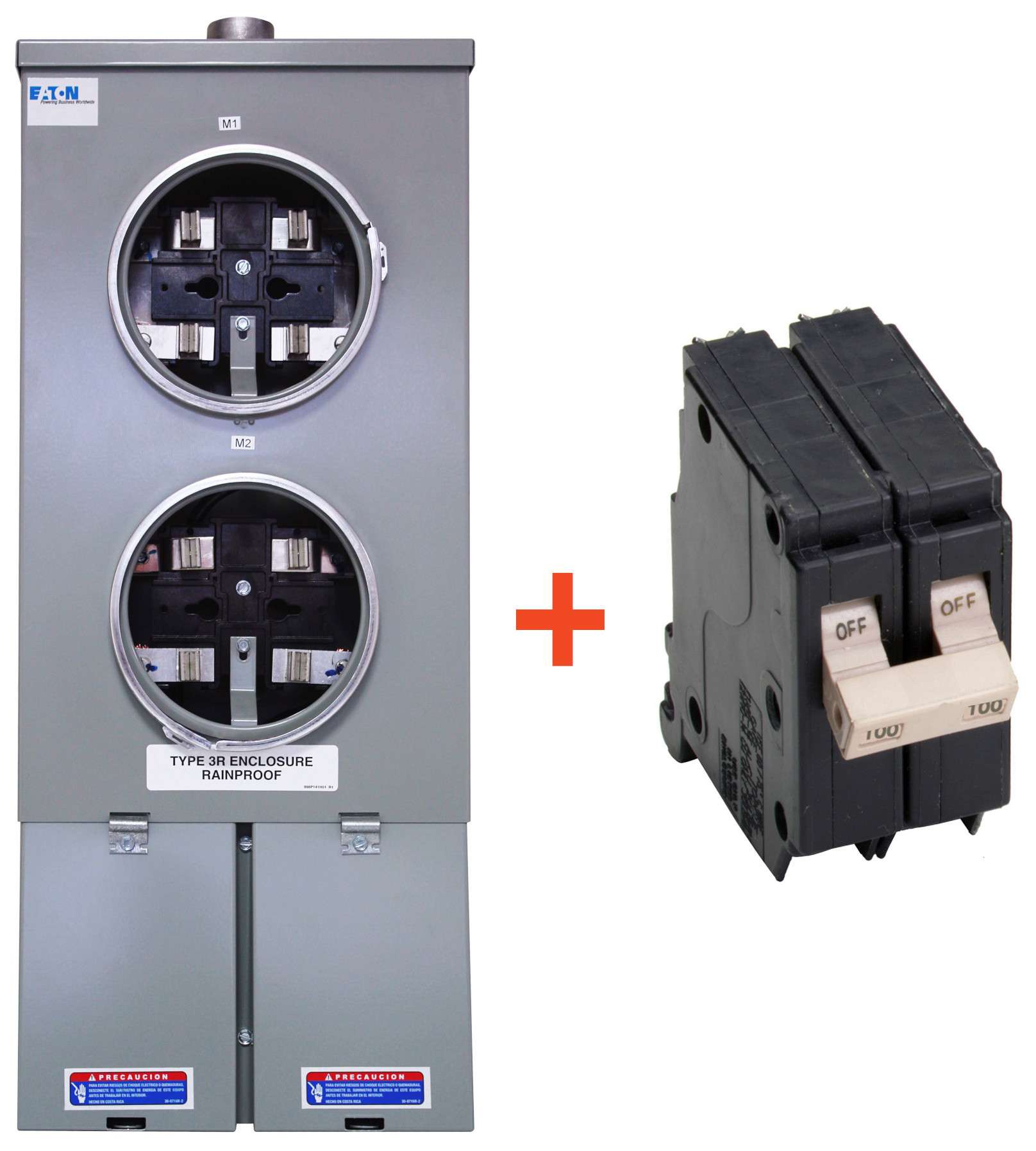 Base para 2 medidores con 2 breakers 2 polos 100A Cutler Hammer ...