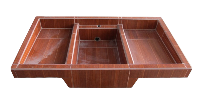 Pila enchapada (1 tanque al centro y 2 bateas) 1.40 metros x 66 cm ...