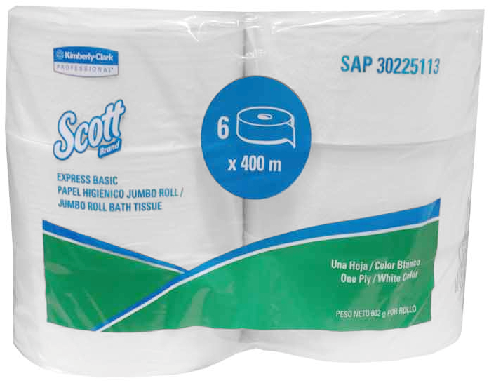 Papel higienico sencillo rollo jumbo 400 metros Scott 30225113 (6 por ...