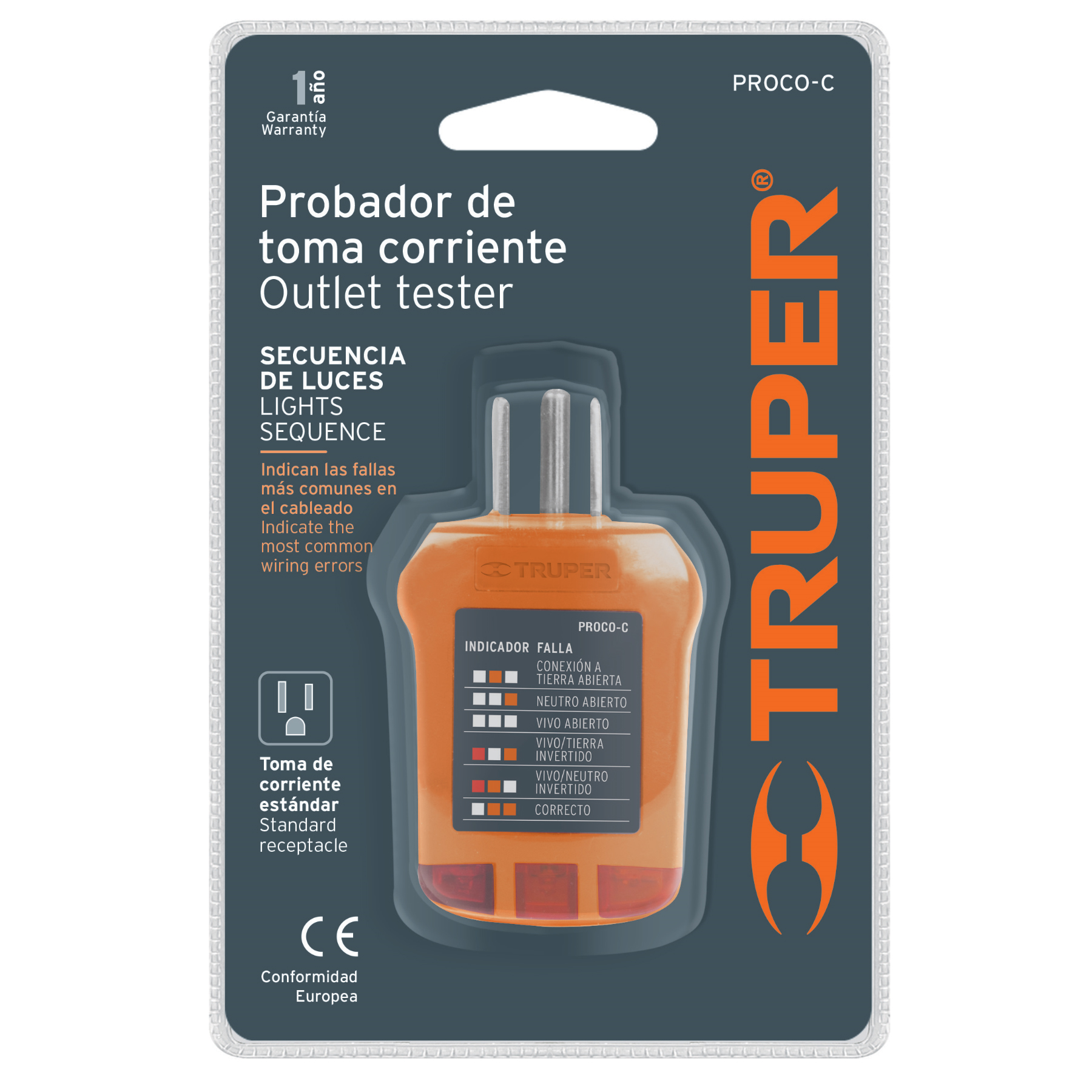 Probador para tomacorriente Truper PROCO-C / 17241 | Materiales De ...