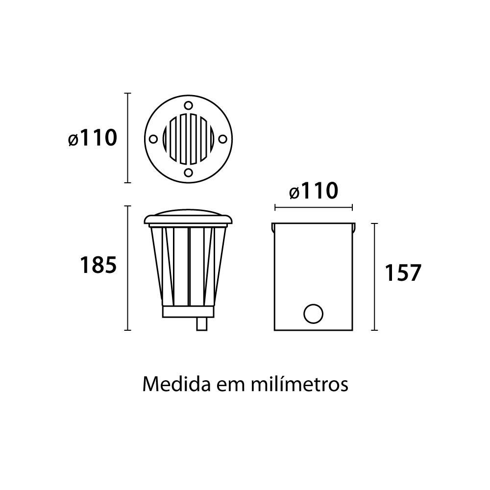 Lampara empotrada en piso redonda E27 60W 100-240V IP65 (100 mm) con ...